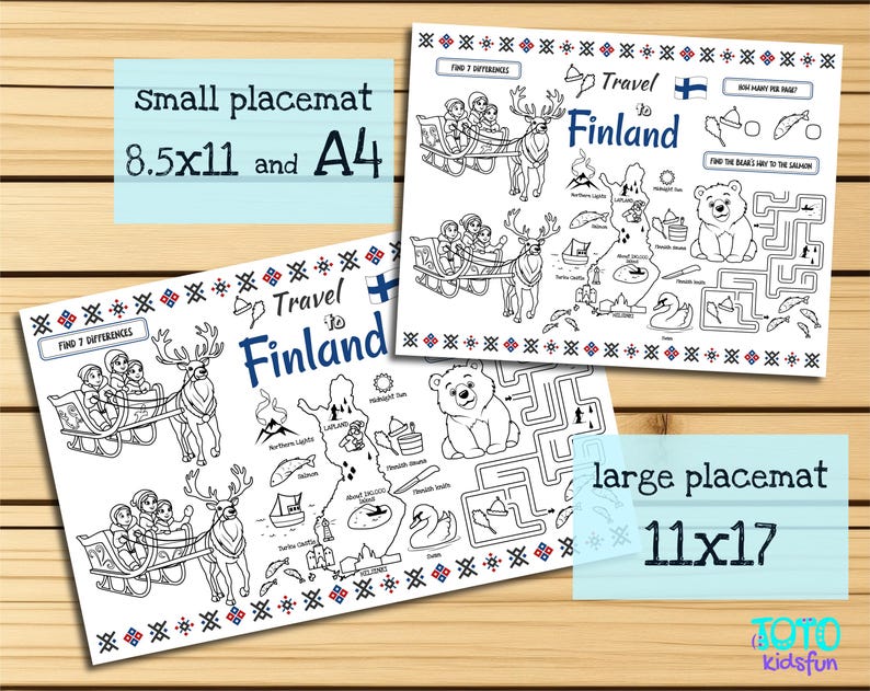 Placemat Travel to Finland. Printable Coloring Page for Kids. Travel ...