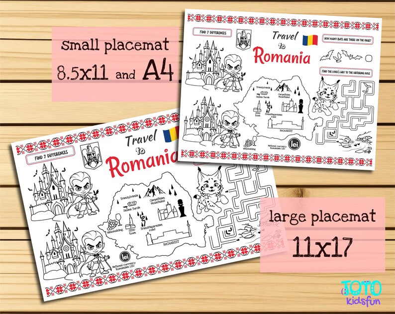 Placemat Travel to Romania. Printable Coloring Page for Kids. Travel ...