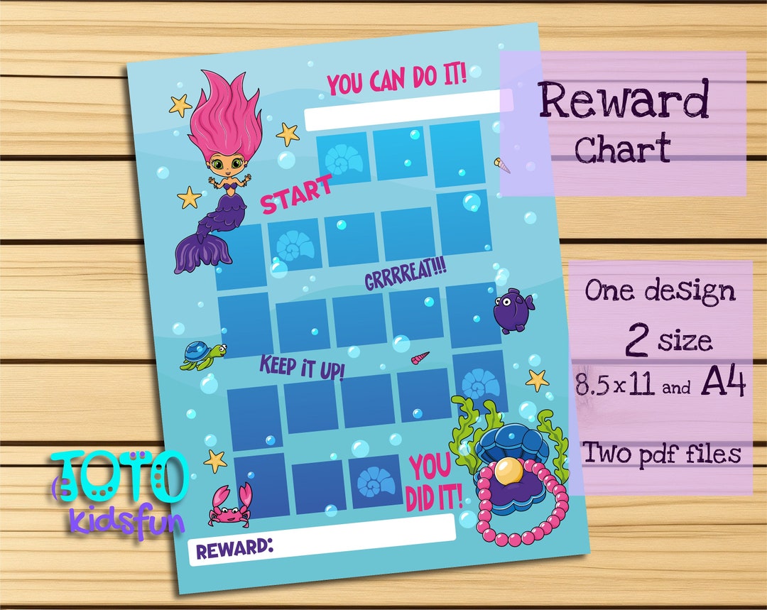 Printable Mermaid Reward Chart. Work for Kids. Behavior Chart for ...