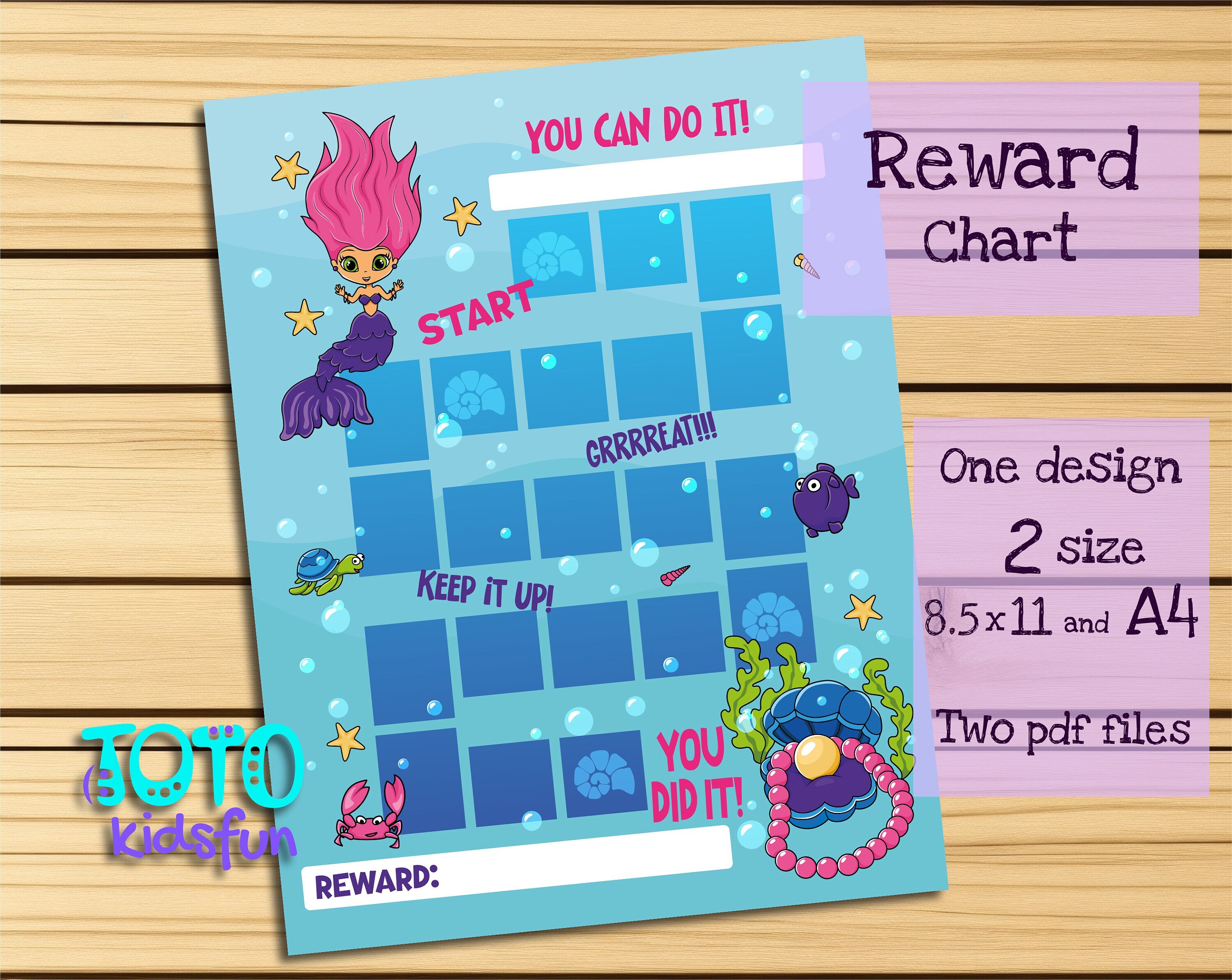 Printable Mermaid Reward Chart. Work for Kids. Behavior Chart for ...