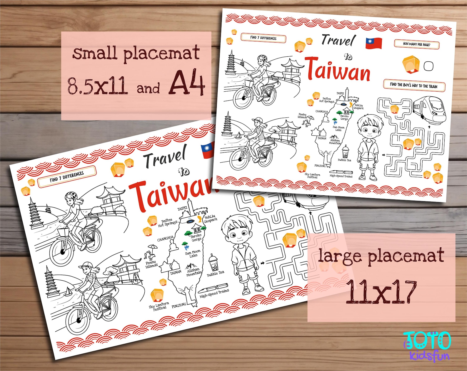 Placemat Travel to Taiwan. Printable Coloring Page for Kids. Travel ...