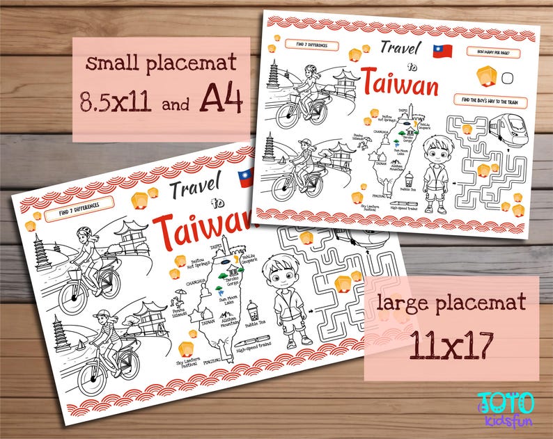 Placemat Travel to Taiwan. Printable Coloring Page for Kids. Travel ...