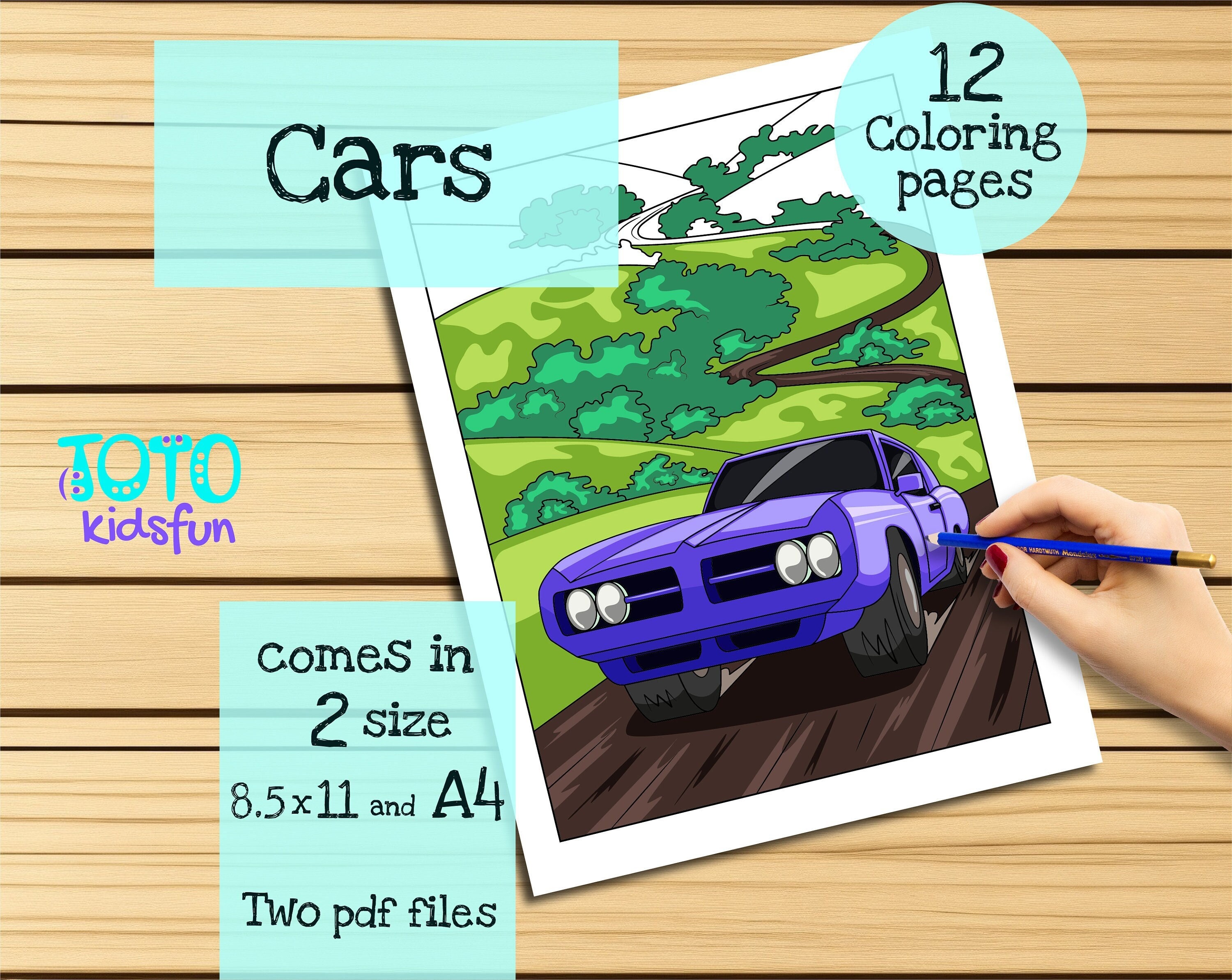 Sports Cars Coloring Pages for Children. 12 Pages. Supercars on the ...