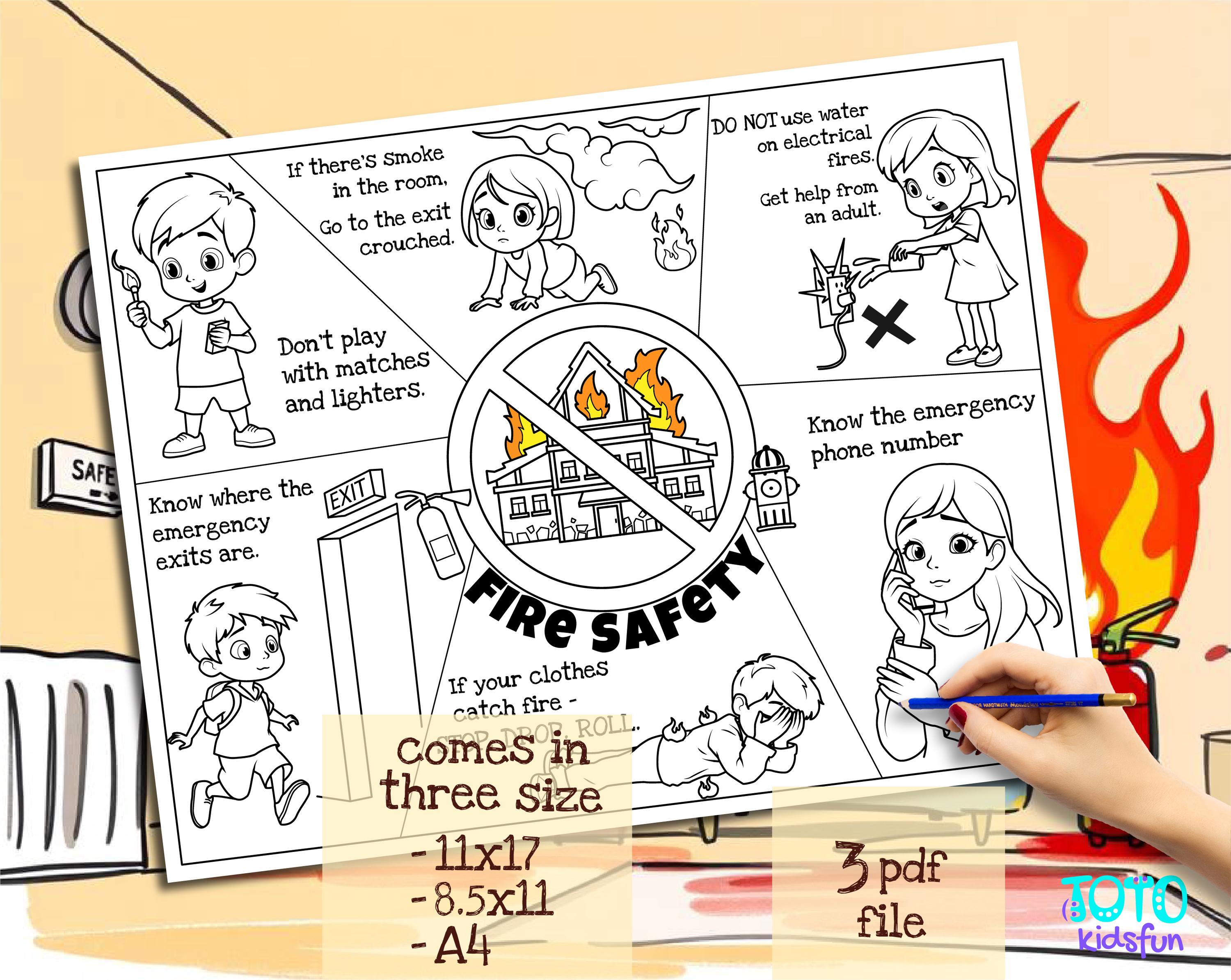 Fire Safety Activity for Kids | Fire Prevention Month Coloring Page ...