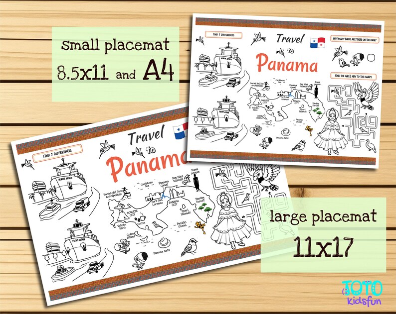 Panama Travel Placemat Coloring Page, Kids Activity (PDF) - Etsy