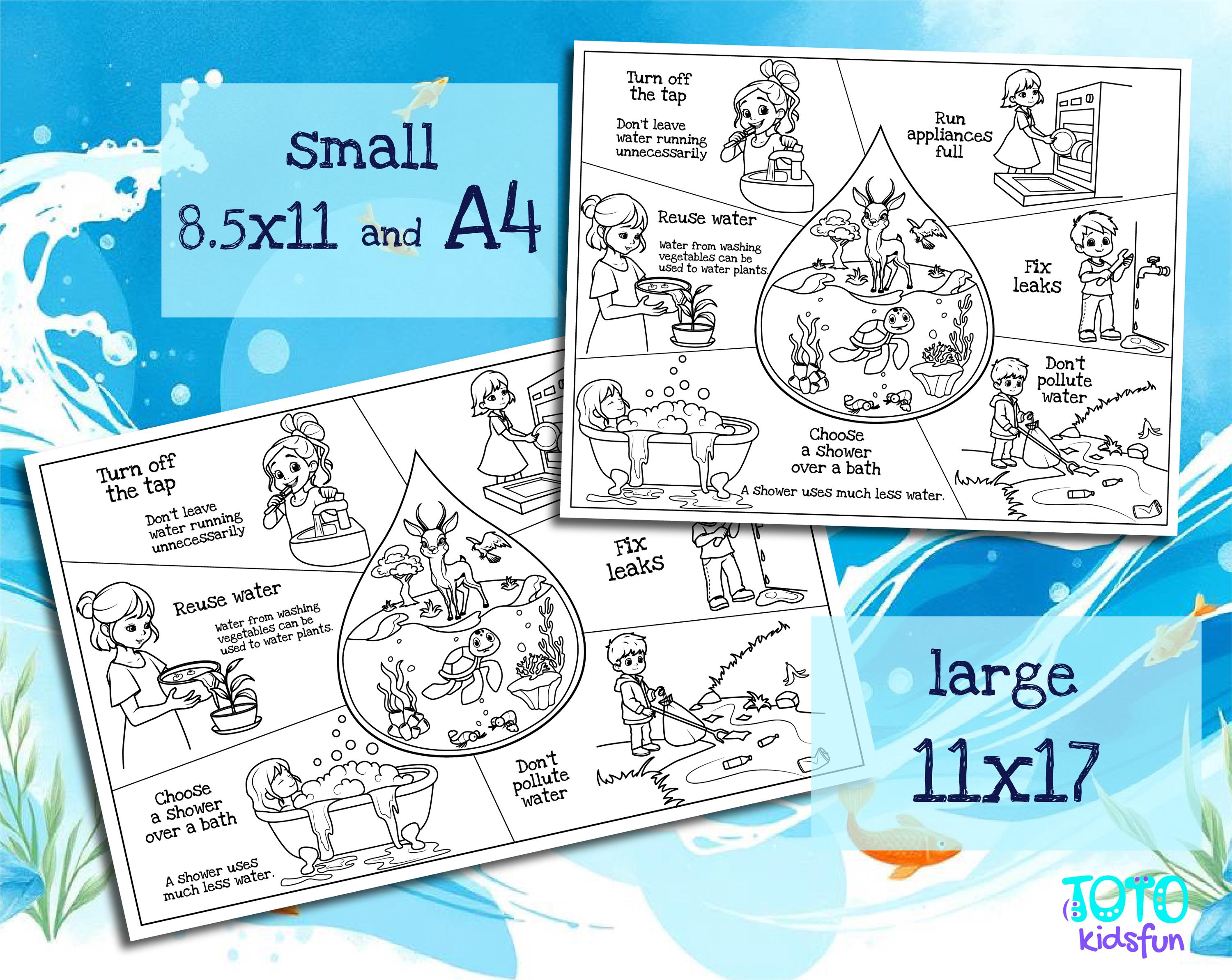 Water Conservation Poster for Kids, Earth Day Activity, Homeschool ...