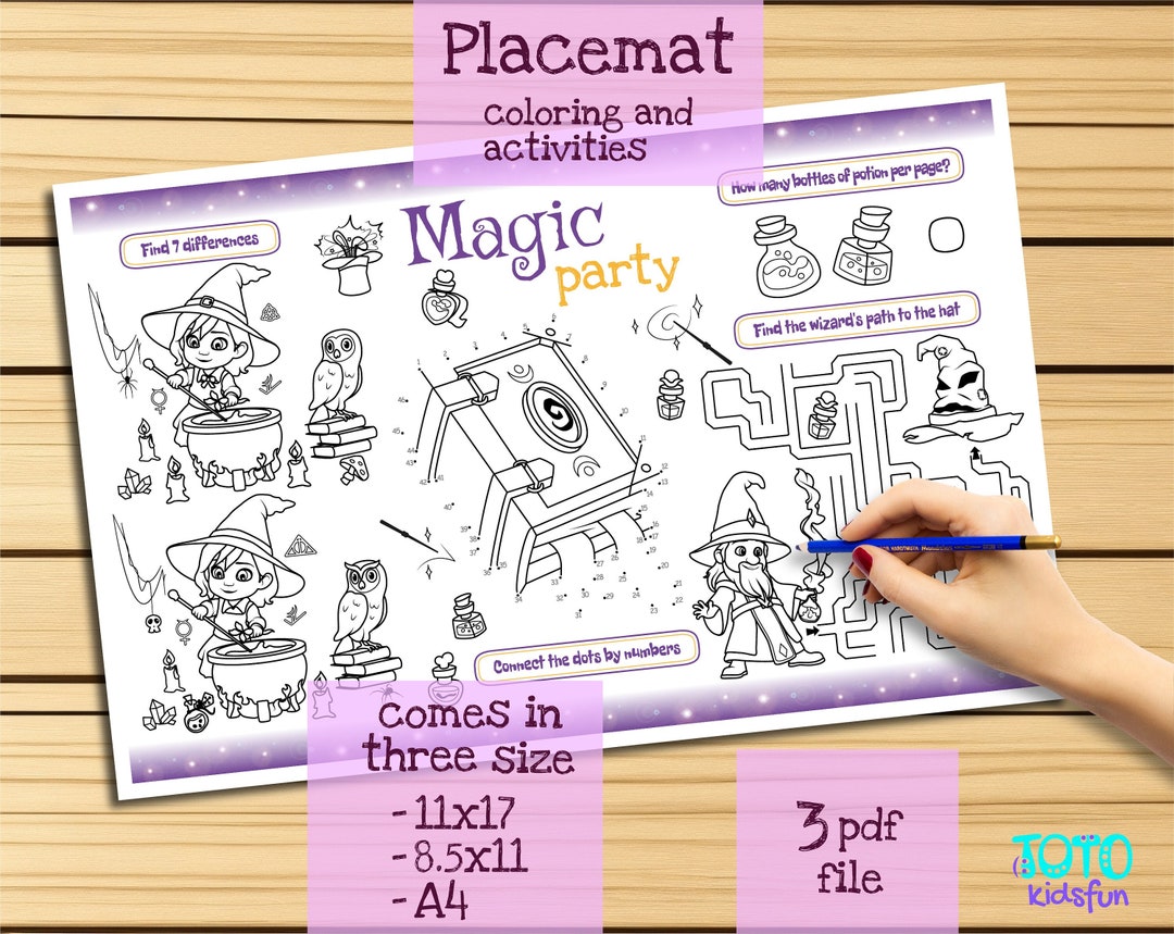 Coloring Page Fun for Kids - Magic Party Printable Placemat for ...