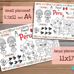 Placemat Travel to Peru. Printable Coloring Page for Kids. Travel ...