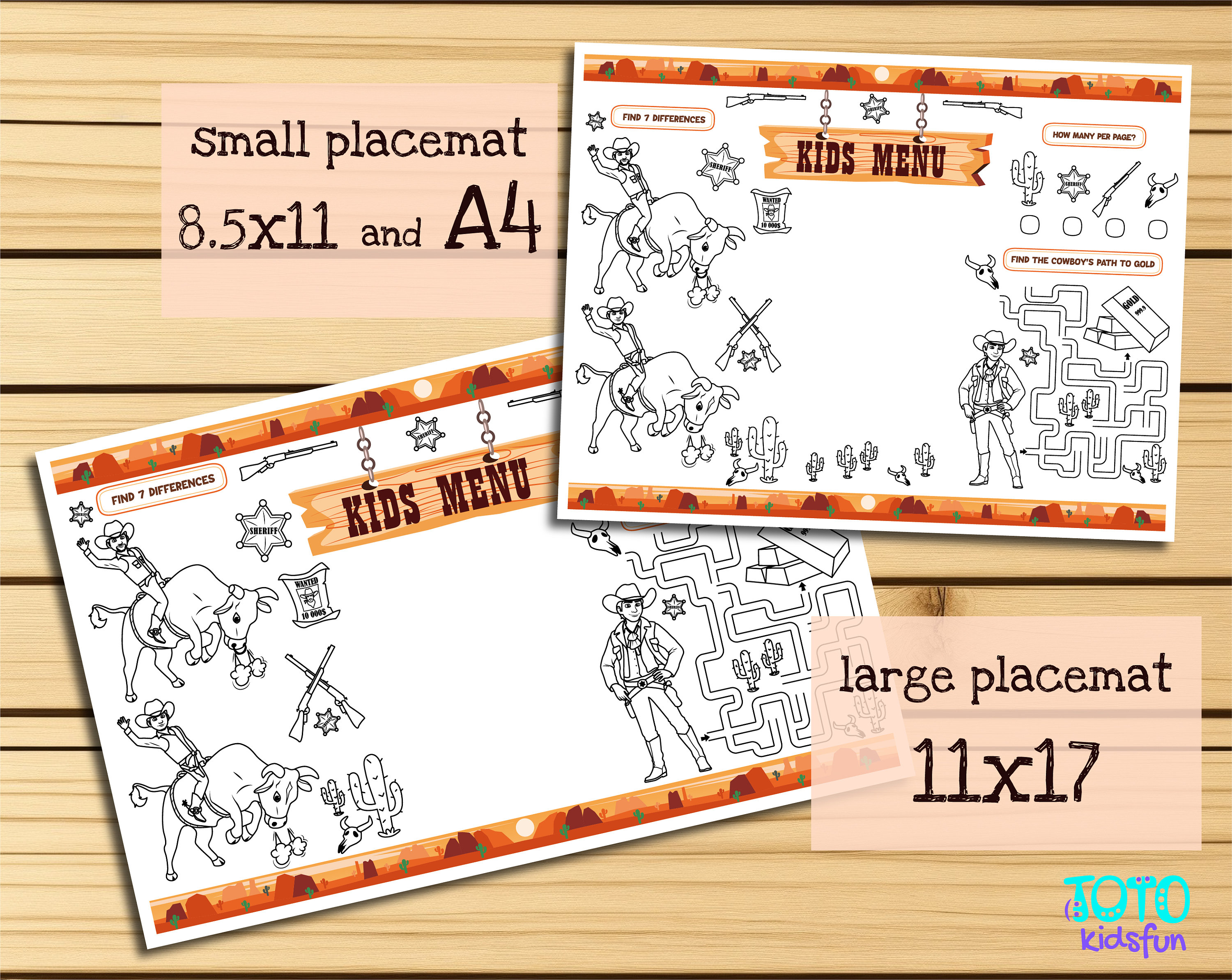 Printable Wild West Kids Menu Template for Restaurants With Fun ...