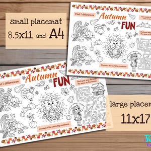 Printable Placemat Autumn Fun. Printable Birthday Coloring Page - Fun ...