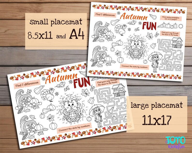 Printable Placemat Autumn Fun. Printable Birthday Coloring Page - Fun ...