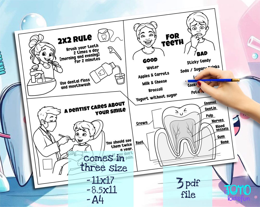 Dental Health Activity Sheet for Kids. Dentist Worksheet. Tooth Anatomy ...