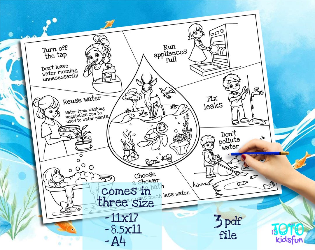 World Water Day Coloring Page: Conservation Activity Sheet (PDF ...