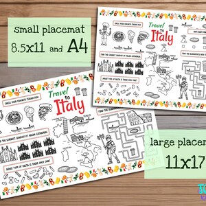 Travel to Italy Placemat. Printable Coloring Page for Kids. Travel ...