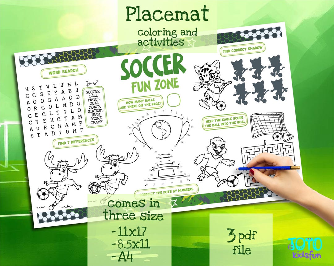 Soccer Activity Sheet for Kids | Soccer Word Search & Maze | Sports ...