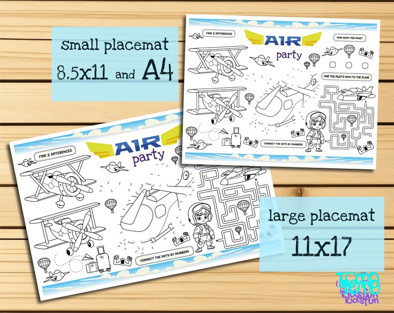 Festive Placemat Air Party. Printable Activity Sheet on the Theme of ...