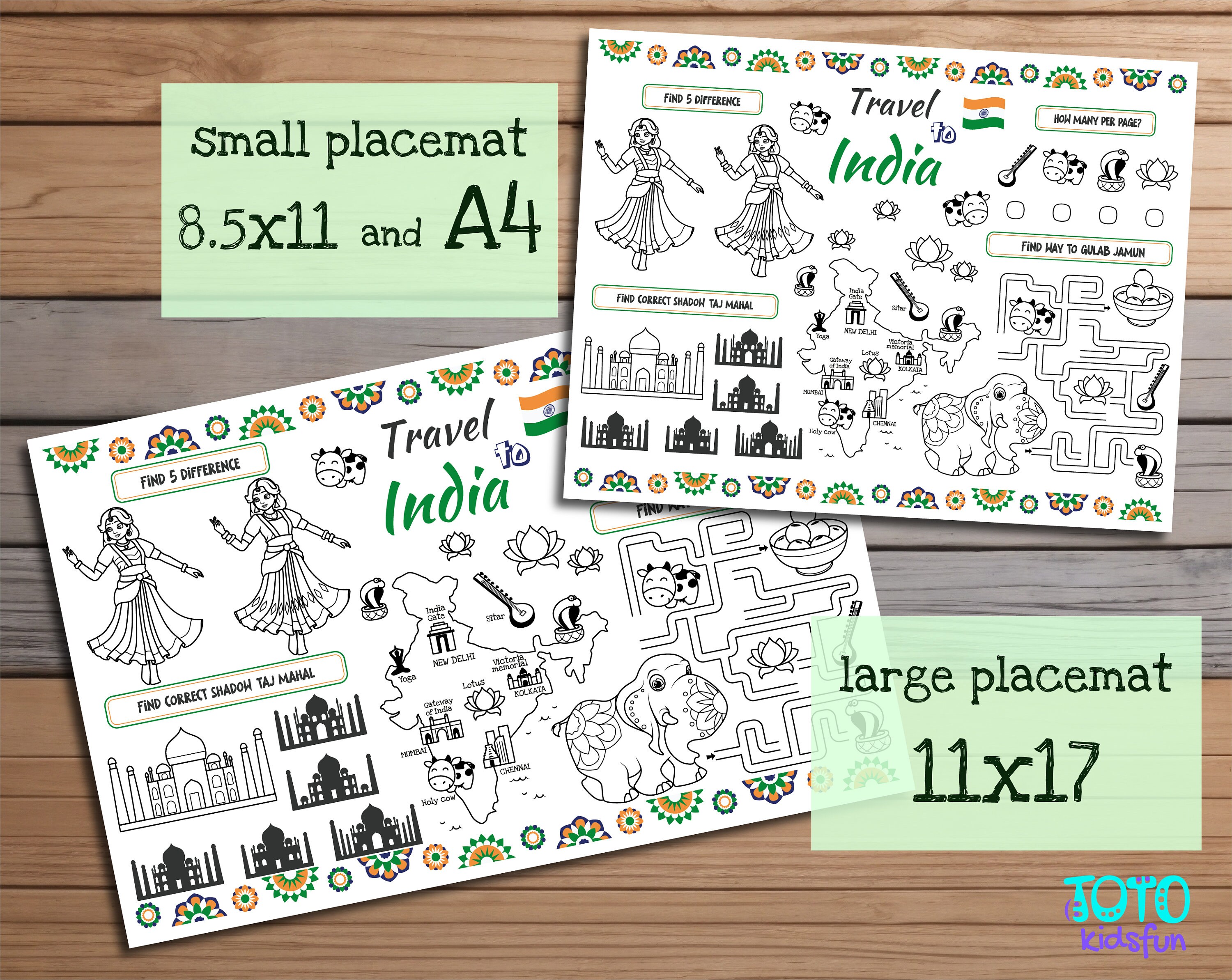 Travel to India Placemat. Printable Coloring Page for Kids. Travel ...