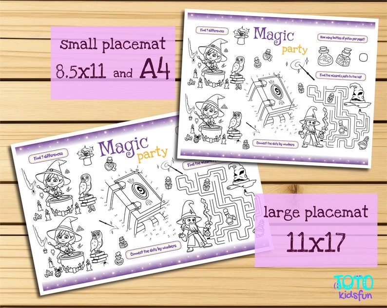 Coloring Page Fun for Kids - Magic Party Printable Placemat for ...