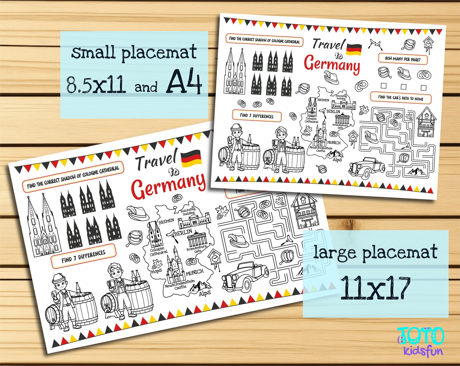 Placemat Travel to Germany. Printable Coloring Page for Kids. Travel ...