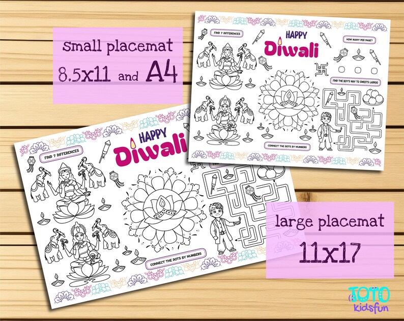Festive Placemat Happy Diwali. Printable Coloring Page for Kids. Diwali ...