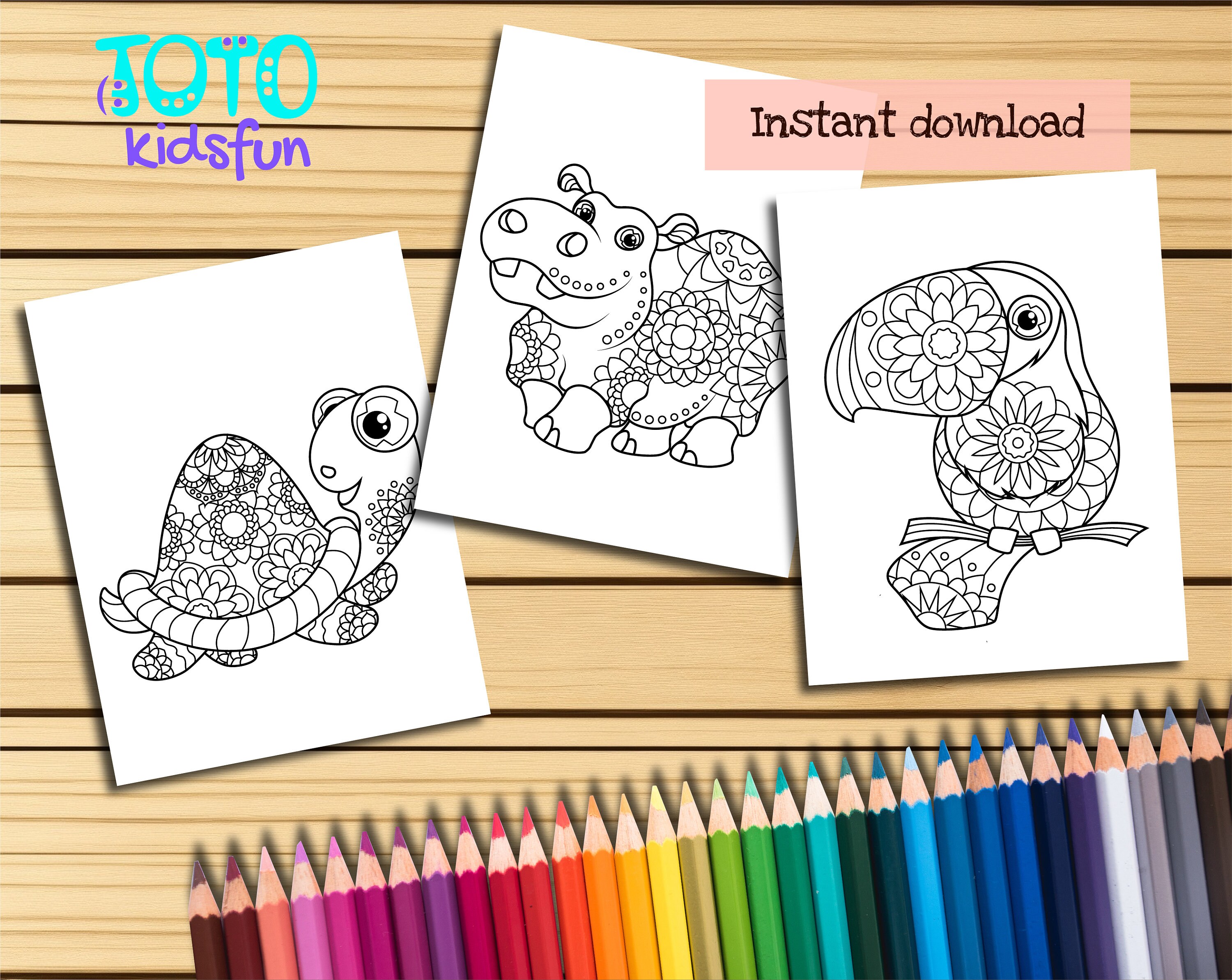 36 Zentangle Cute Animal Coloring Pages - Perfect for Kids & Adults ...