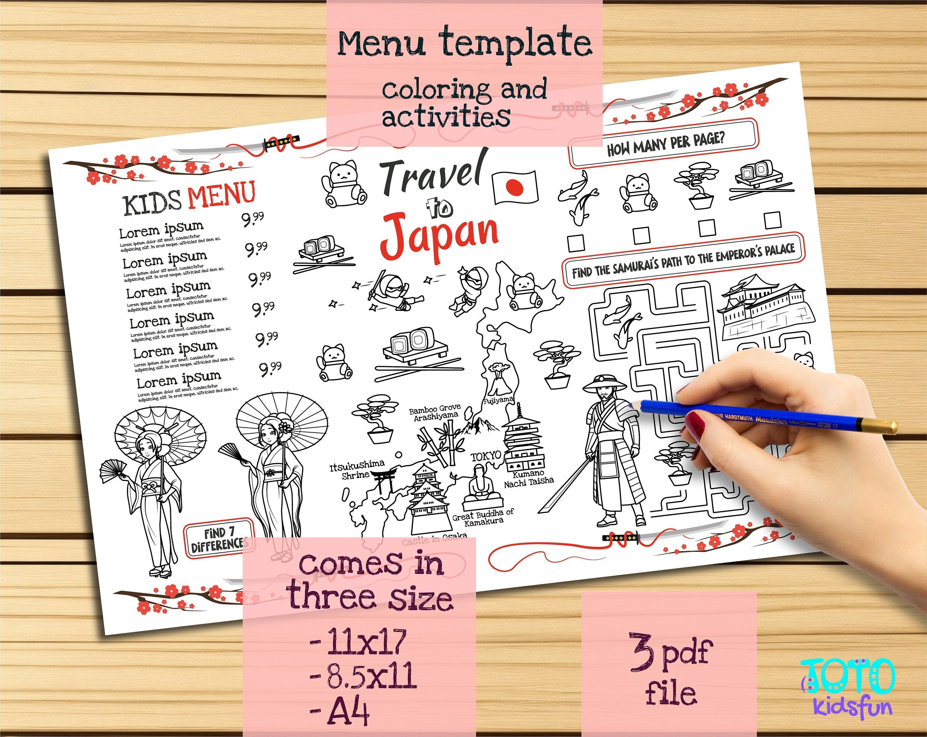Japanese Menu Template for Kids. Japanese Restaurant Menu With a Map of ...