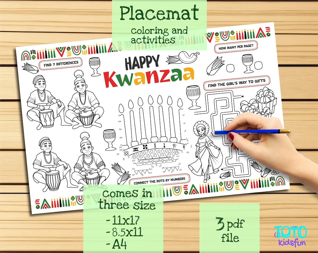 Festive Placemat Happy Kwanzaa. Printable Coloring Page for Kids ...