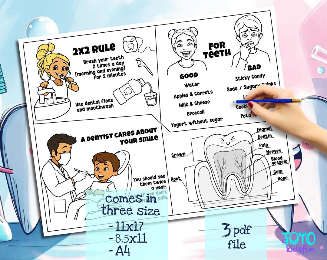 Dental Health Activity Sheet for Kids. Dentist Worksheet. Tooth Anatomy ...