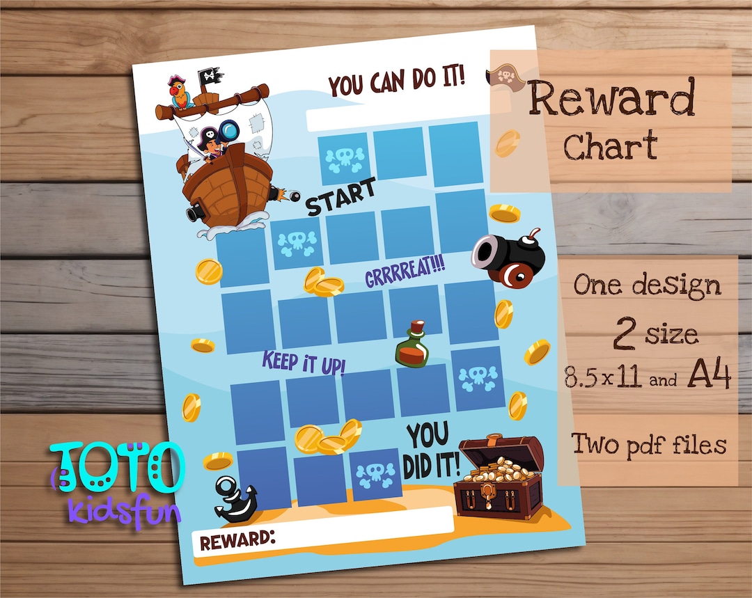 Printable Pirate Reward Chart. Work for Kids. Behavior Chart for Little ...