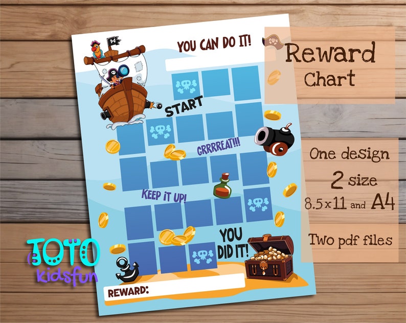 Printable Pirate Reward Chart. Work for Kids. Behavior Chart for Little ...
