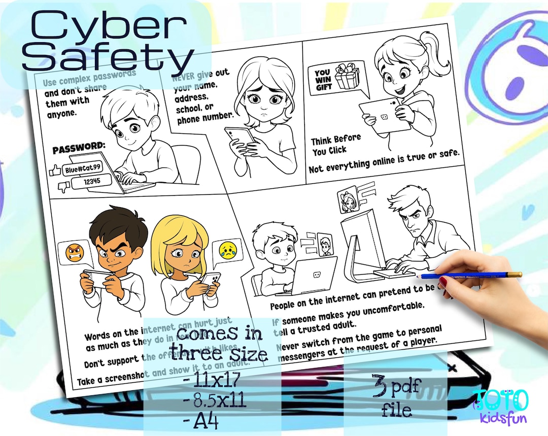 Cyber Safety for Kids Activity | Digital Citizenship Coloring Page ...
