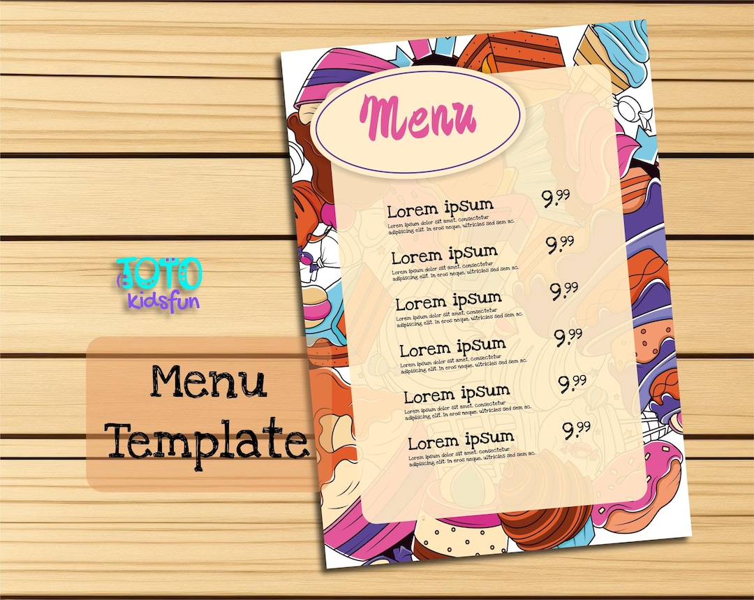 Printable Dessert Menu Template for Cafes and Bakeries. Bakery Menu ...