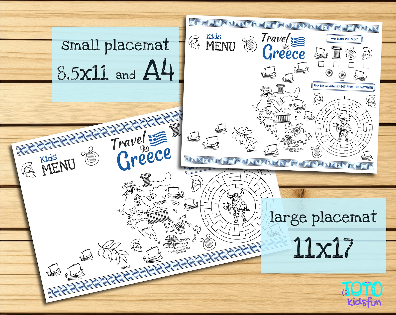 Greece Menu Template for Kids. Greek Restaurant Menu With a Map of ...