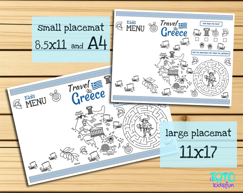 Greece Kids Menu Template: Map & Activities (PDF) - Etsy