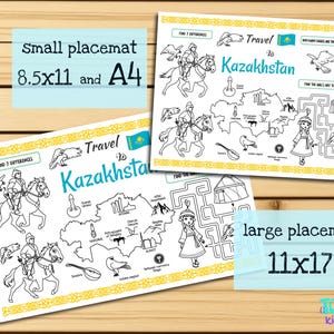 Placemat Travel to Kazakhstan. Printable Coloring Page for Kids. Travel ...