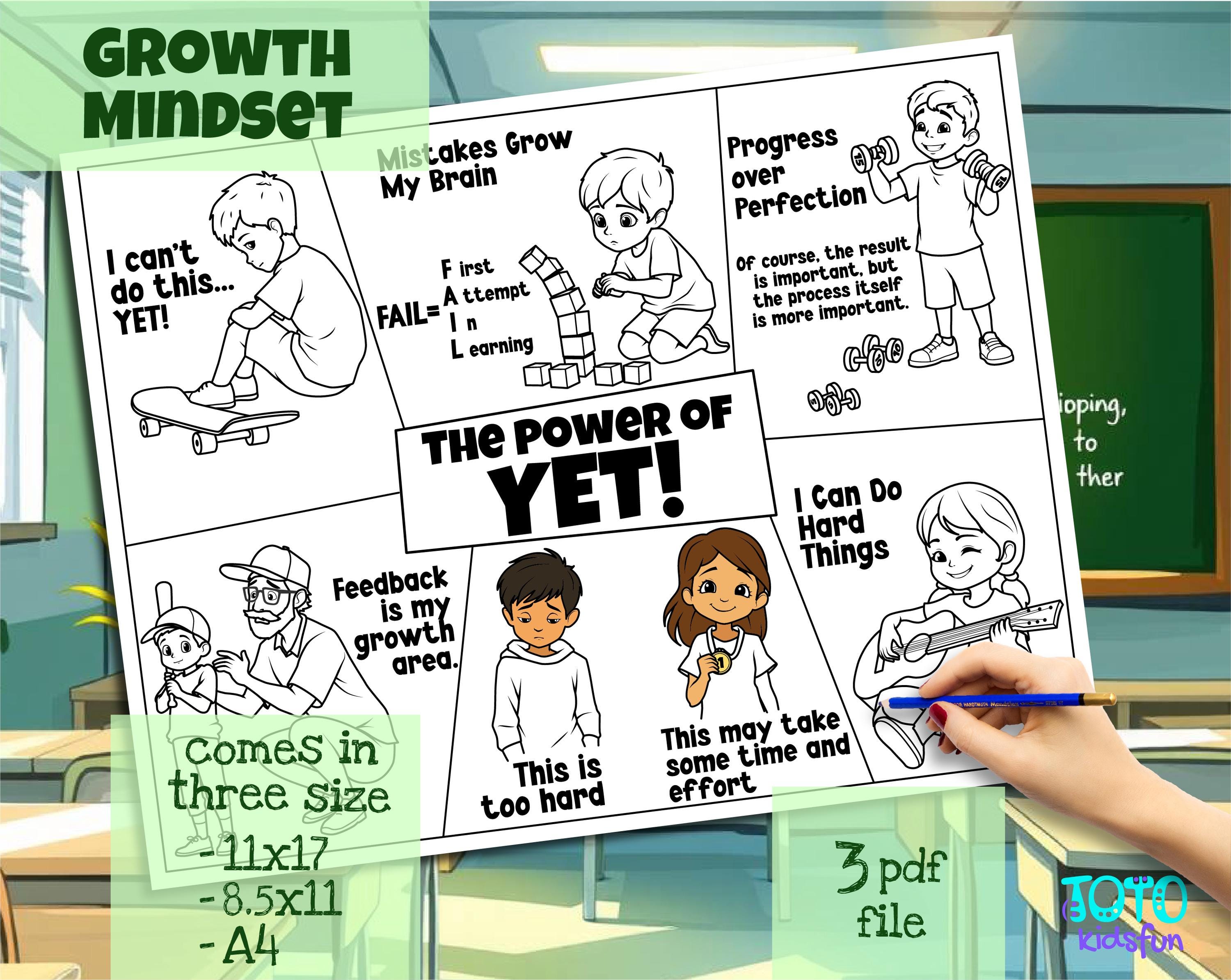 Growth Mindset Activity Sheet | the Power of YET Coloring Page | Social ...