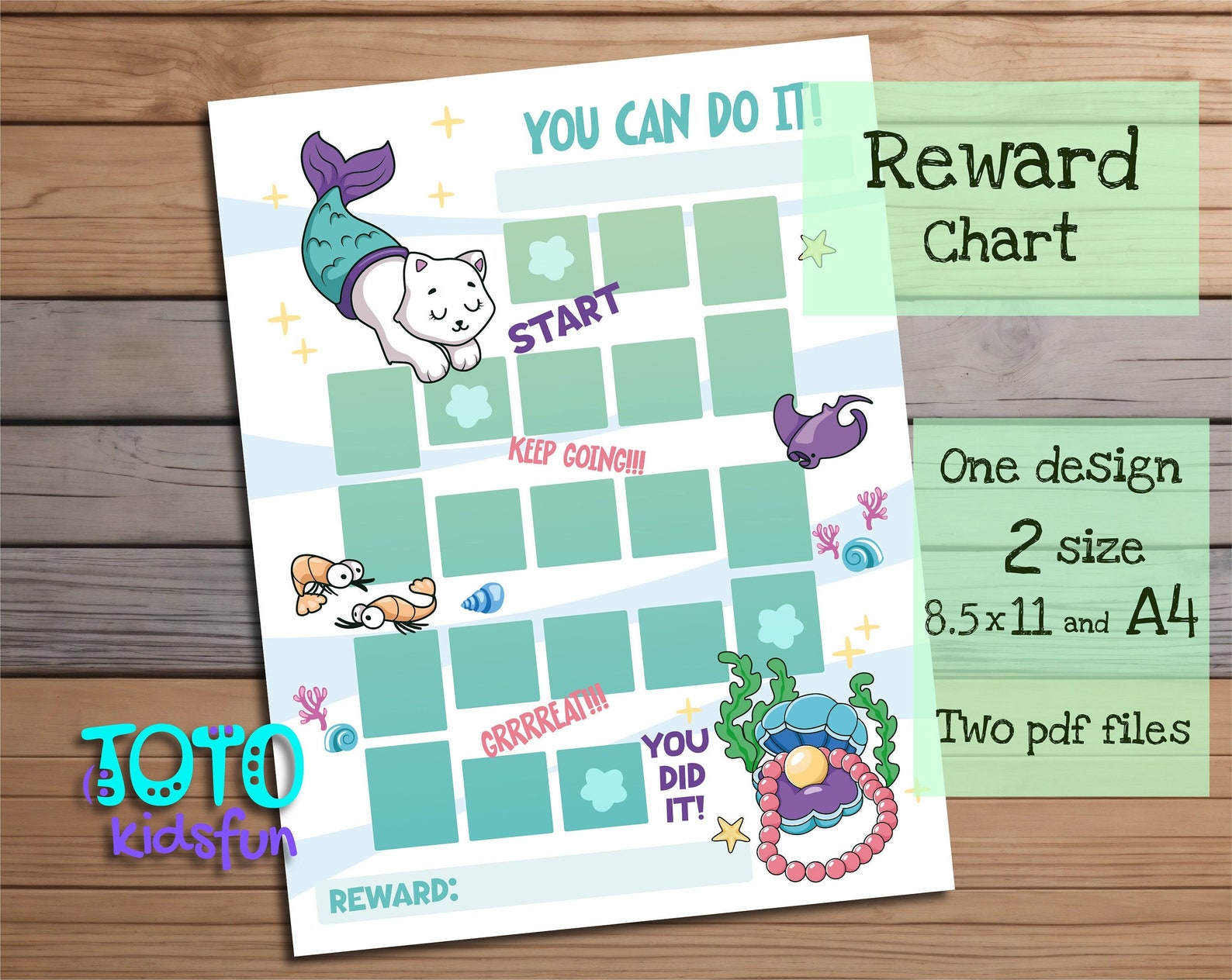 Printable Kitty Mermaid Reward Chart. Work for Girls. Behavior Chart ...