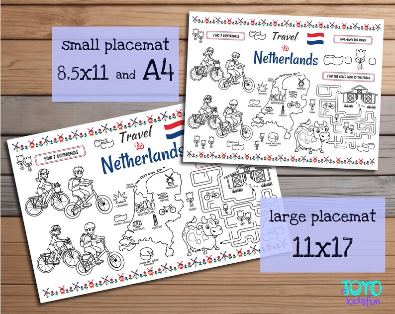 Placemat Travel to Netherlands. Printable Coloring Page for Kids ...