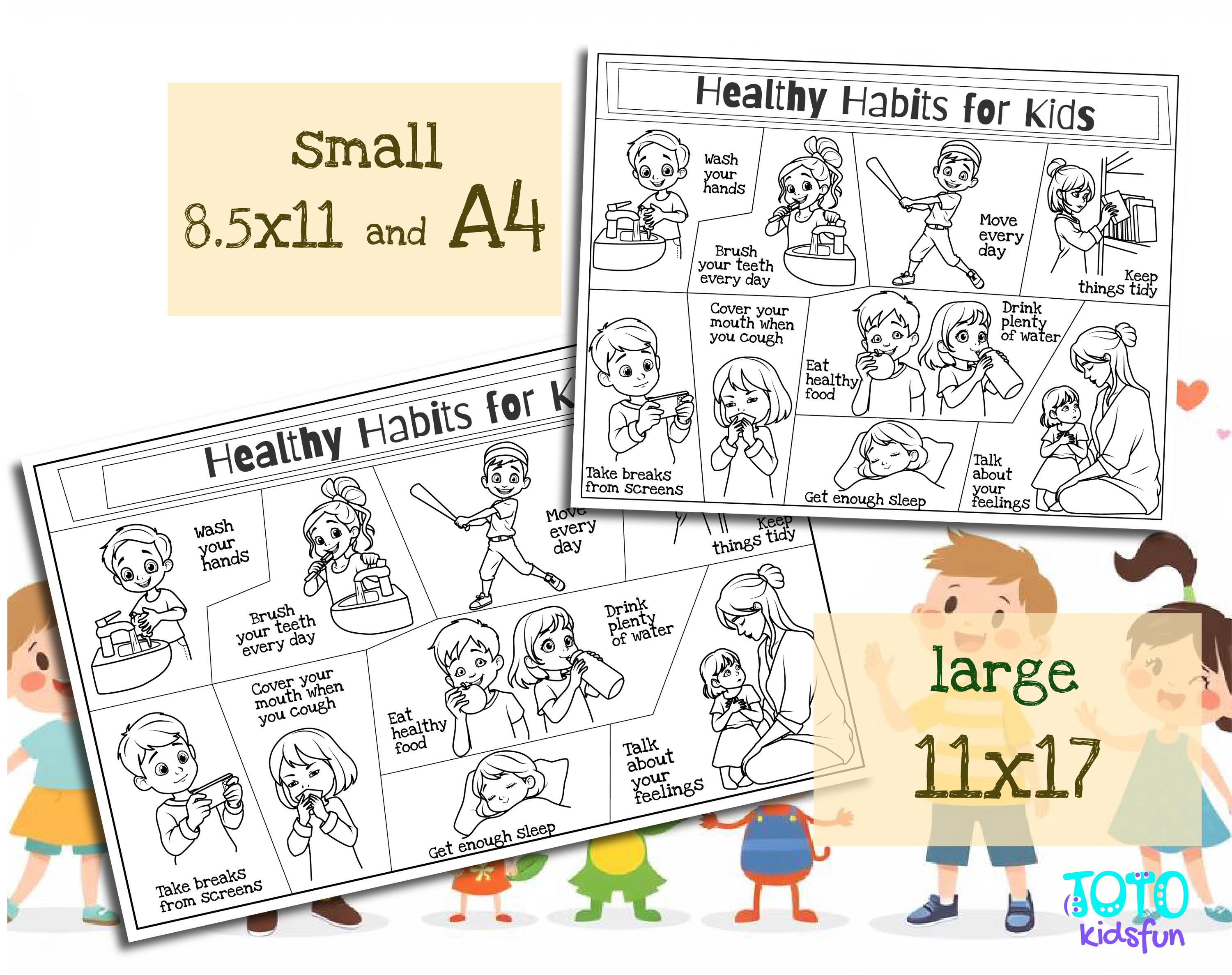 Healthy Habits for Kids Activity | Health & Wellness Coloring Page ...