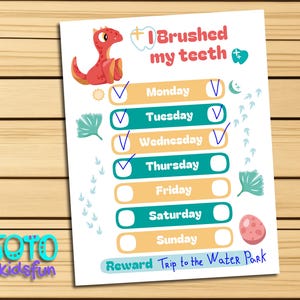Table of Daily Teeth Brushing for Kids. Reward Chart for Children. Cute ...