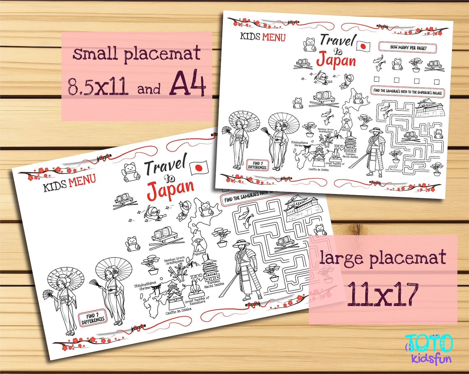 Japanese Menu Template for Kids. Japanese Restaurant Menu With a Map of ...