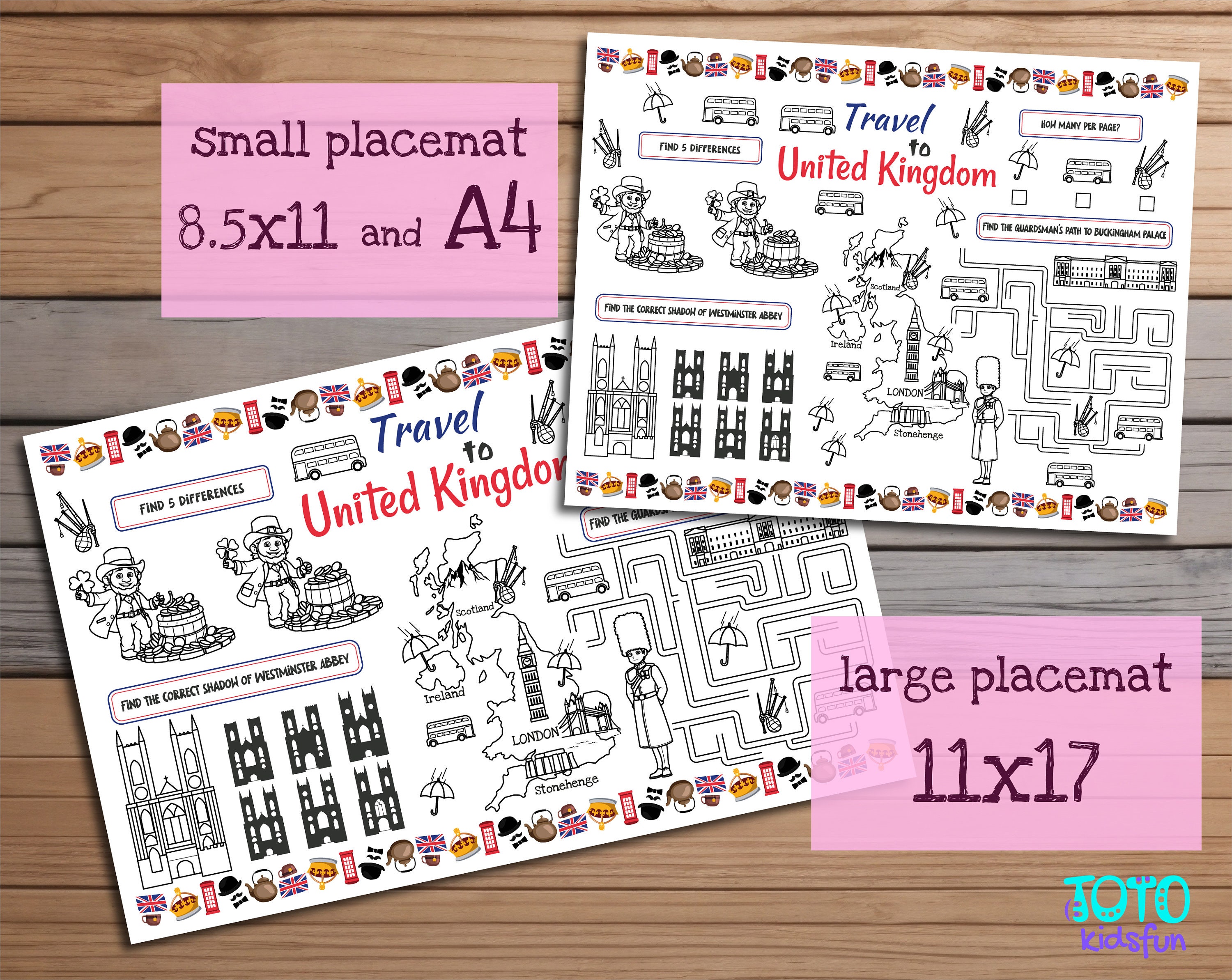 Travel to the United Kingdom Placemat. Printable Coloring Page for Kids ...