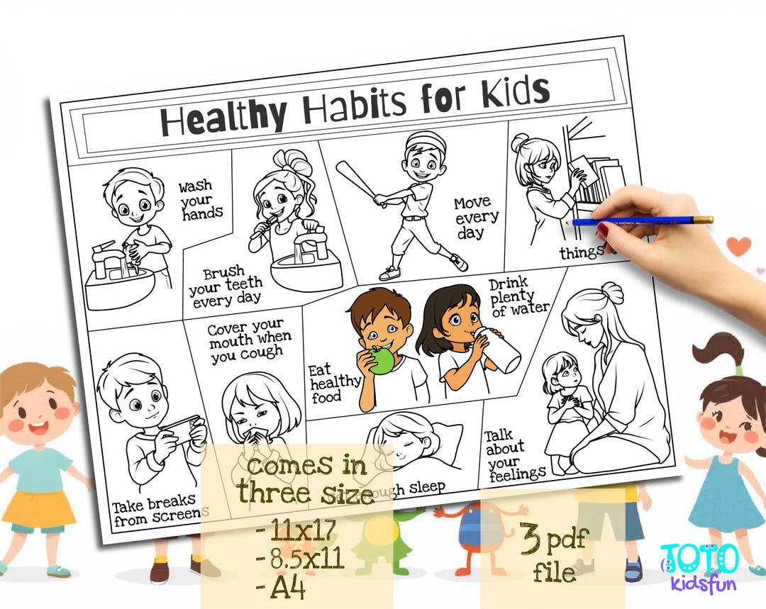 Healthy Habits for Kids Activity | Health & Wellness Coloring Page ...