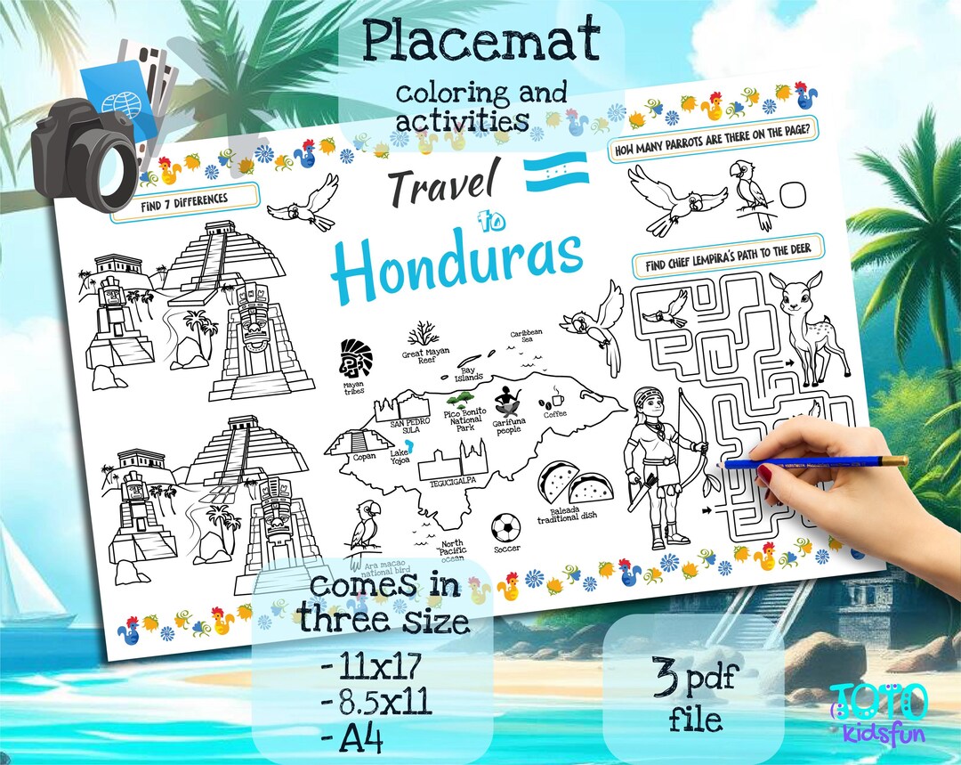 Worksheet Travel to the Honduras. Printable Coloring Page for Kids ...