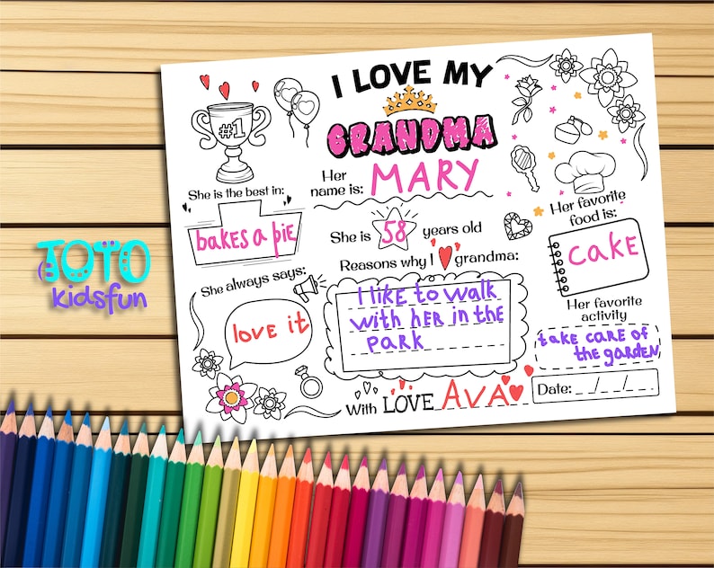 Coloring Card I Love My Grandma. Template for DIY Greetings! Darling ...