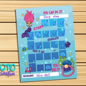 Printable Mermaid Reward Chart. Work for Kids. Behavior Chart for ...