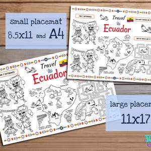 Placemat Travel to Ecuador. Printable Coloring Page for Kids. Travel ...