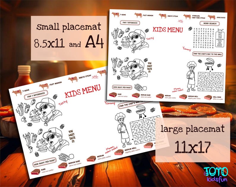 Steakhouse Kids Menu Template | Coloring & Activity Sheet (printable ...