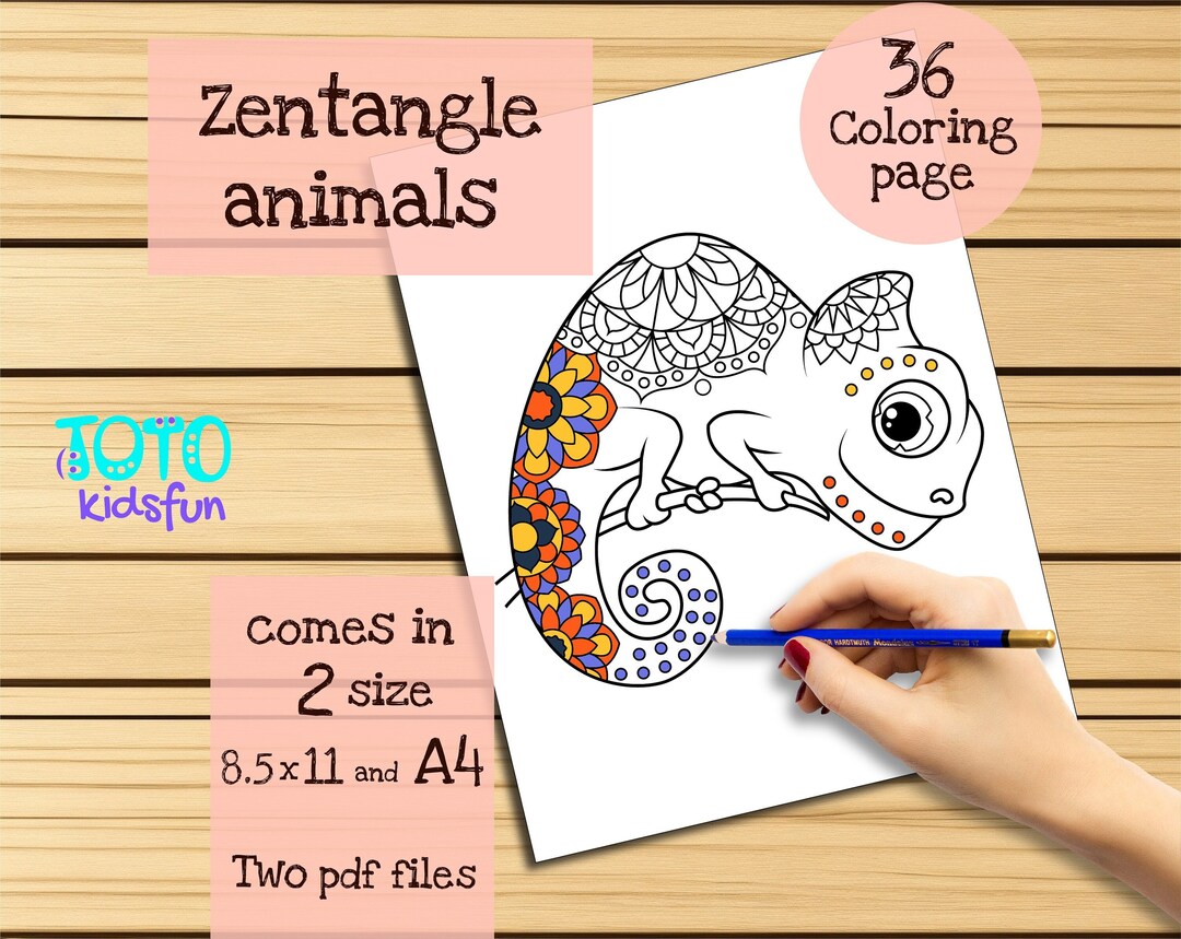 36 Zentangle Cute Animal Coloring Pages - Perfect for Kids & Adults ...