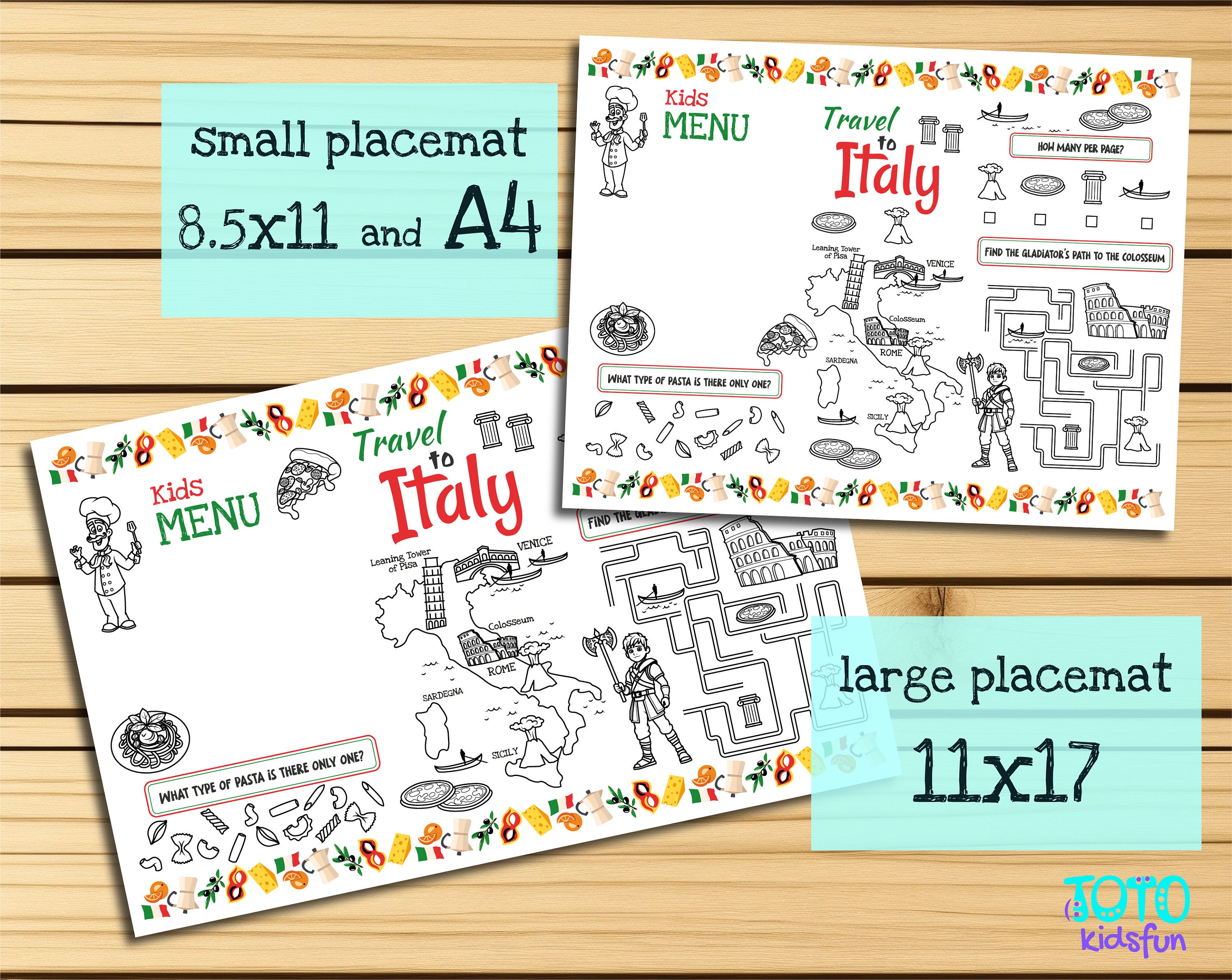 Italian Menu Template for Kids. Italian Restaurant Menu With a Map of ...
